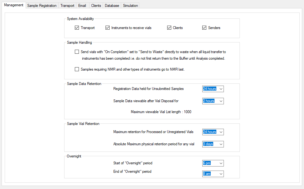 Lab2lab software - 6.3 Settings